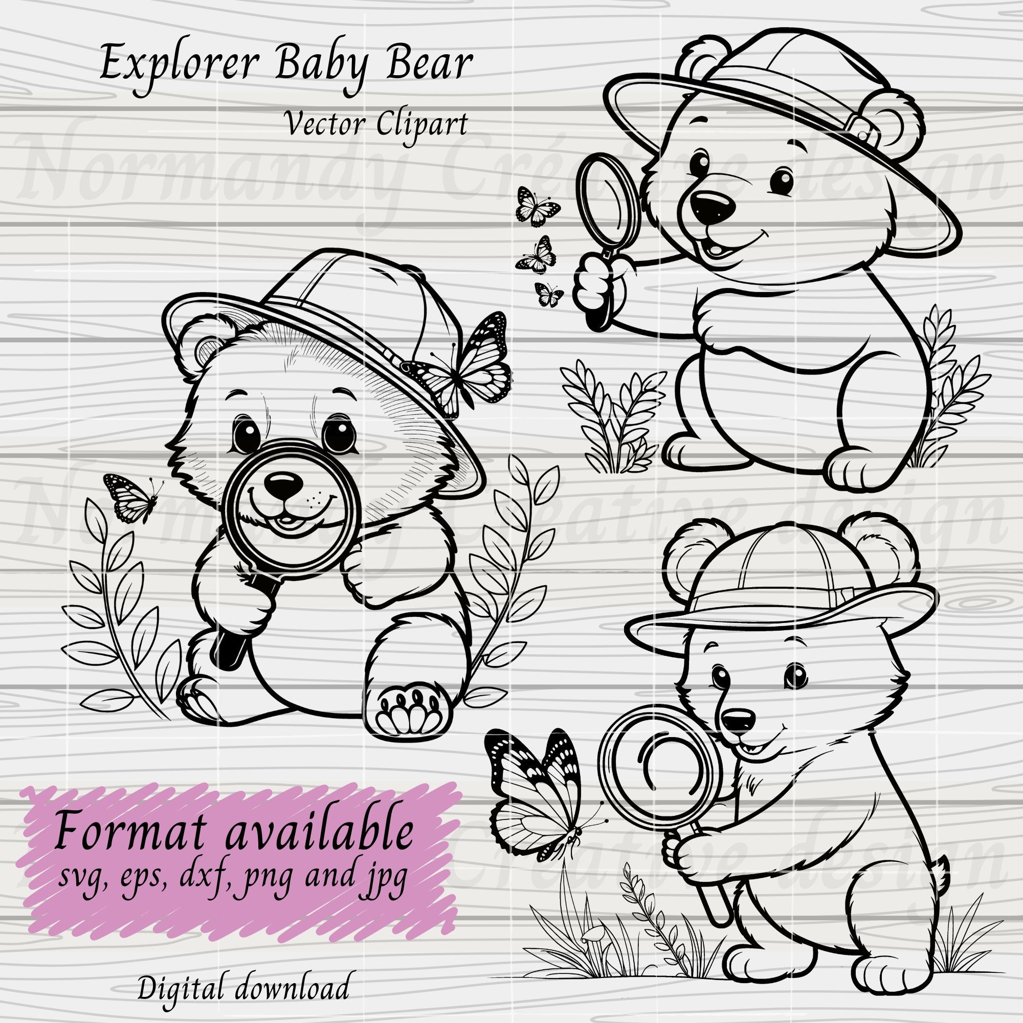 Bear Svg Bundle, Baby Cub Svg, 7 Cute Baby Bear With Butterfly, Baby ...