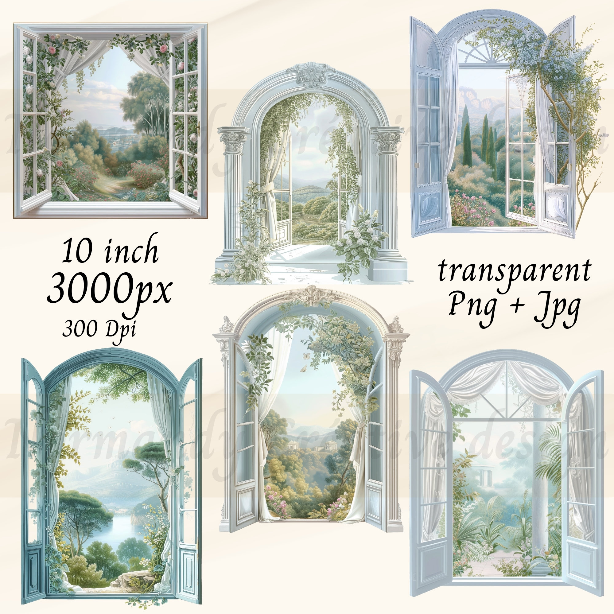 Windows and Doors Painting Clipart PNG and JPG, Fantasy Clipart, Window ...