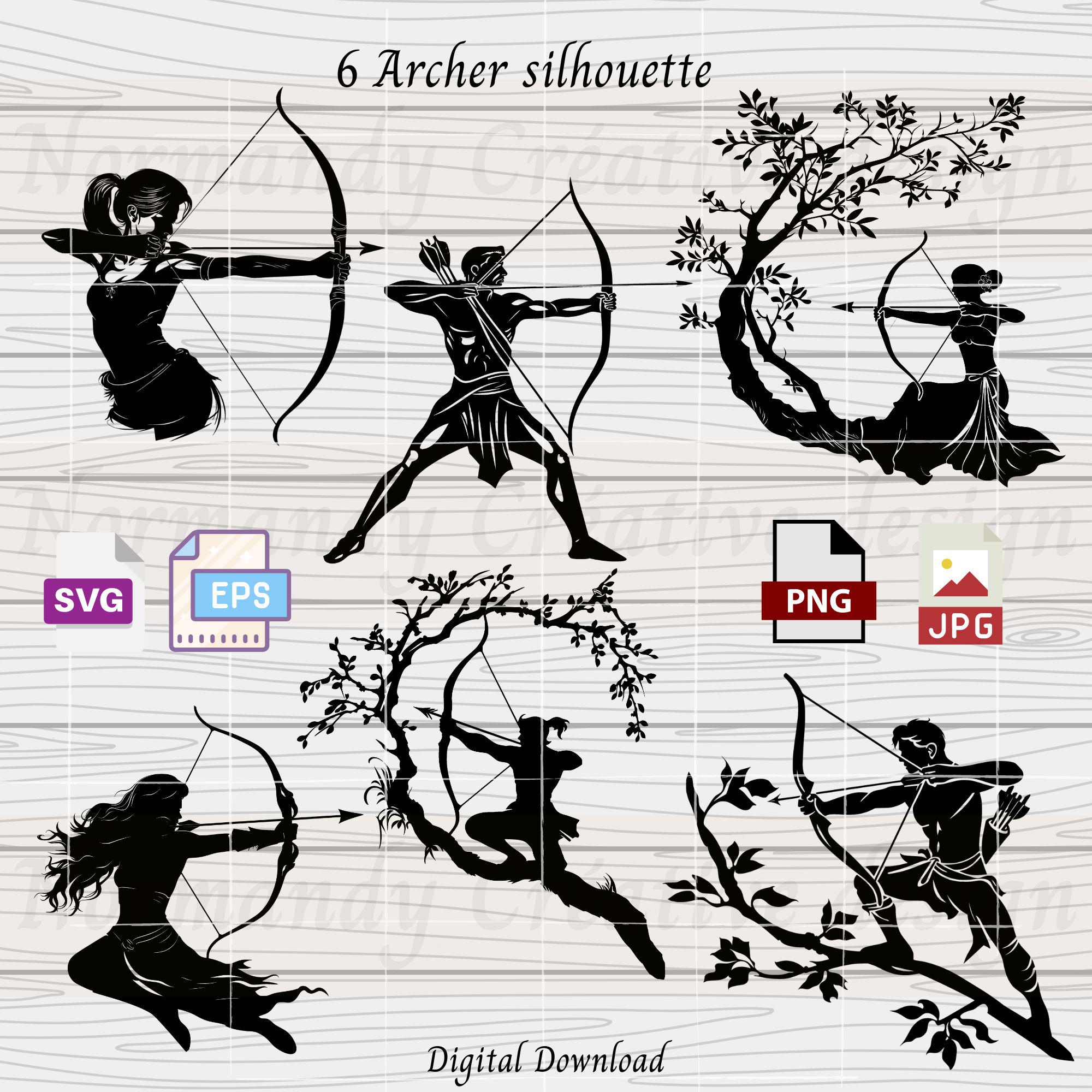 Archer Svg, 6 Archer Silhouette Svg Eps Png and Jpeg, Huntress SVG ...