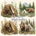 Brown Bear Clipart, Watercolor Forest Bear Camper Png and JPG, Digital ...