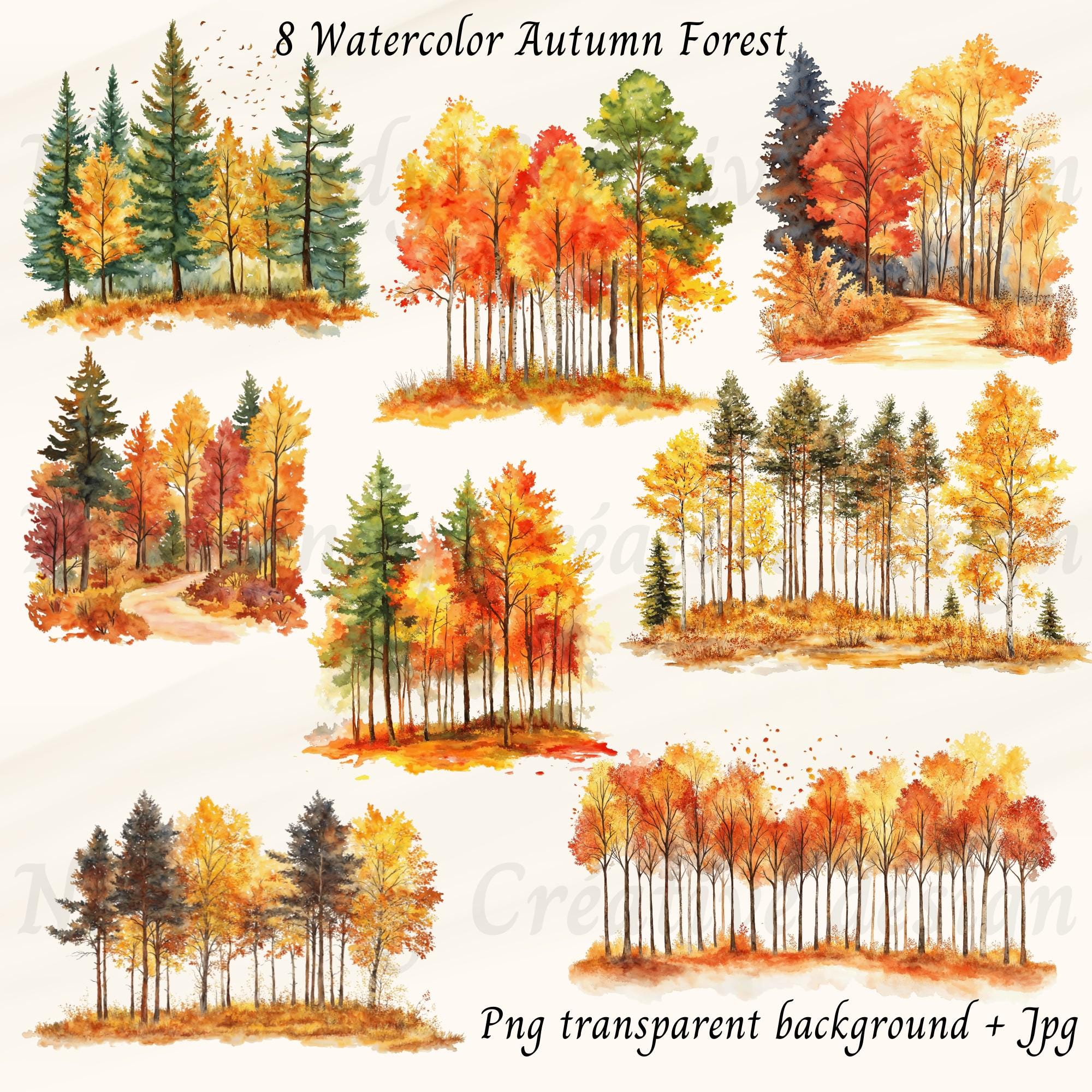 Watercolor Autumn, Autumn Forest Clipart Png Transparent Background and ...