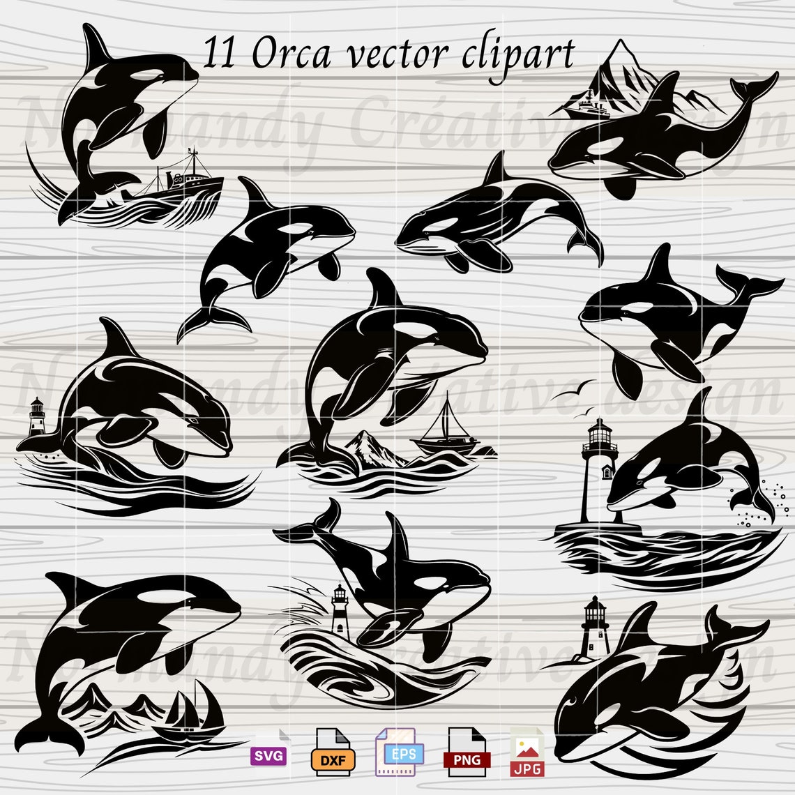 Orca Svg, 11 Whale SVG Bundle and Eps Dxf Png Jpg, Sea Animals Clipart ...