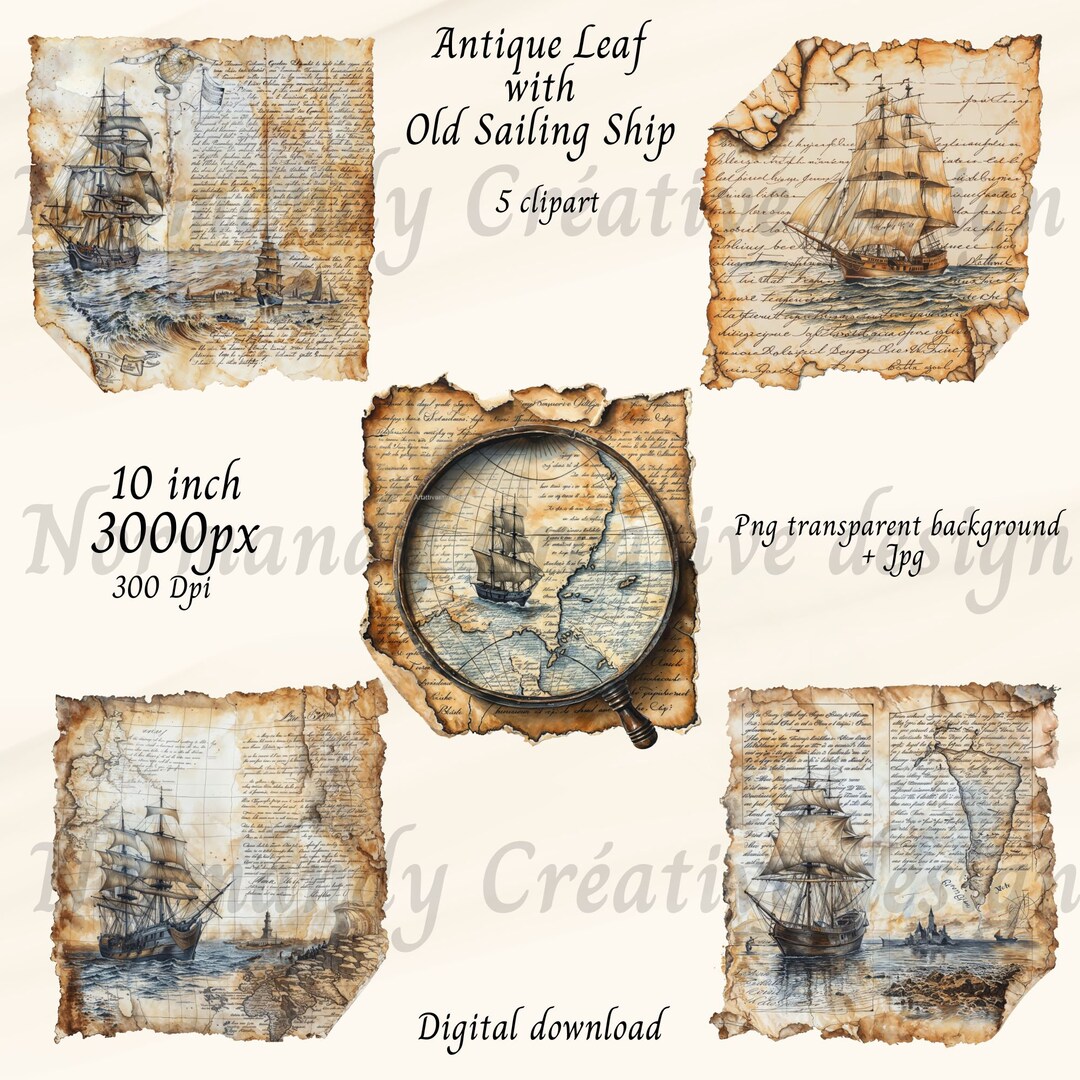 Old Sailing Ship Illustration, 5 Traditionally-rigged Sailing Vessel ...