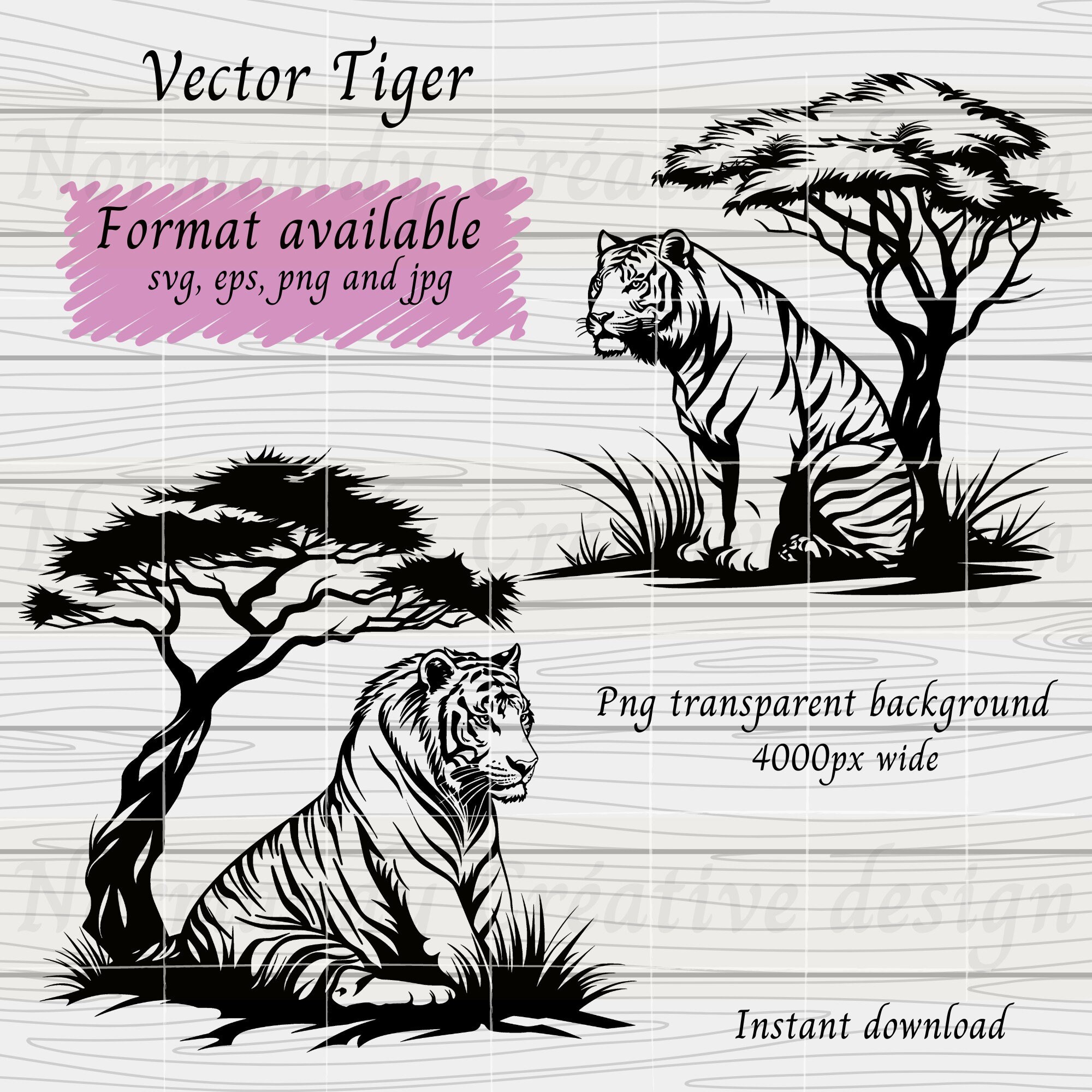 Tiger Svg, 6 Animal Svg Eps Png and Jpg, 6 Tigers Svg, Tiger Laser ...