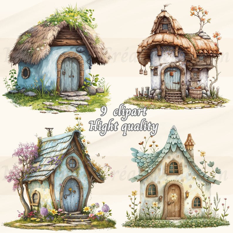 Cute House Clipart, 9 Cute Fairy House, Cottage Clipart Png and Jpg ...