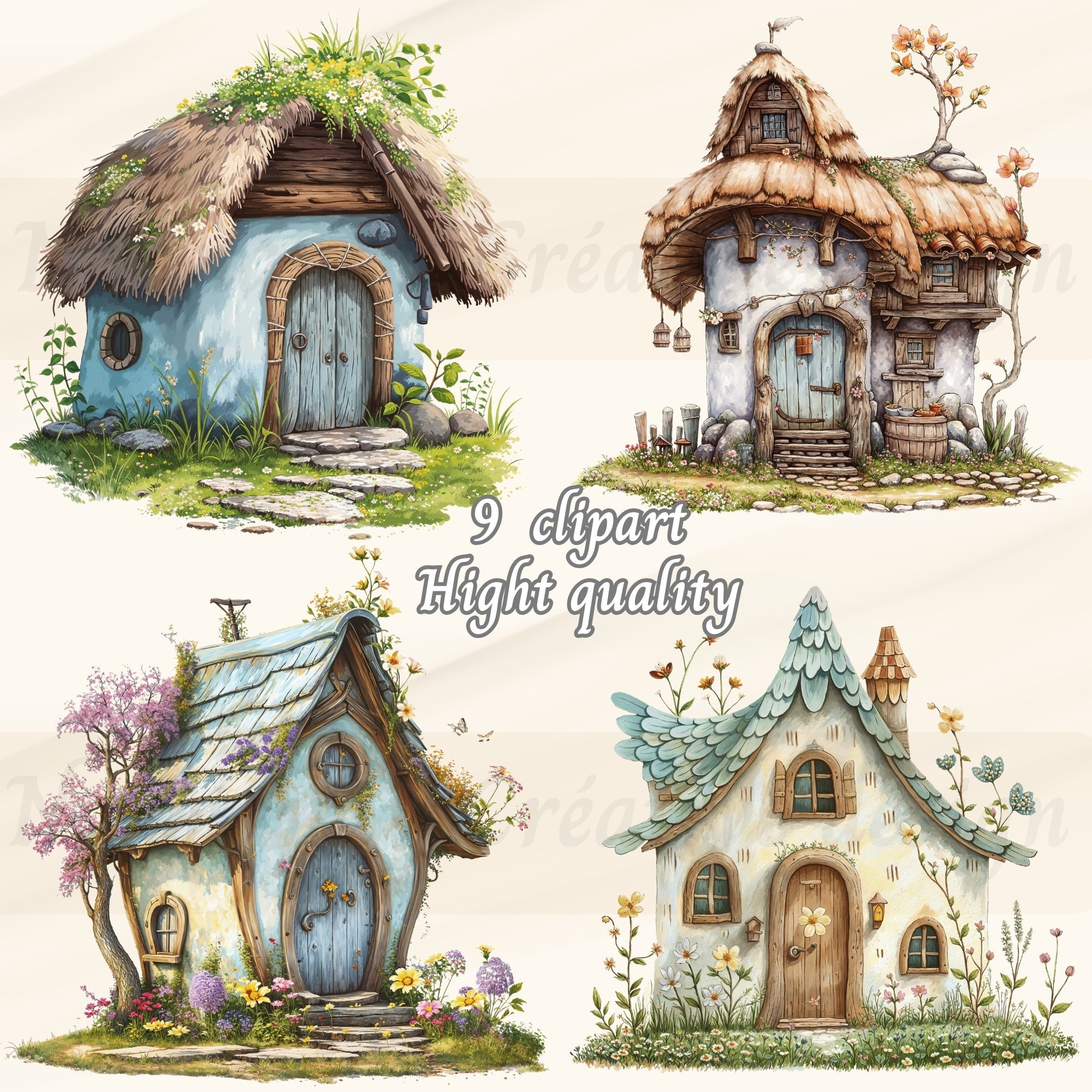 Cute House Clipart, 9 Cute Fairy House, Cottage Clipart Png and Jpg ...