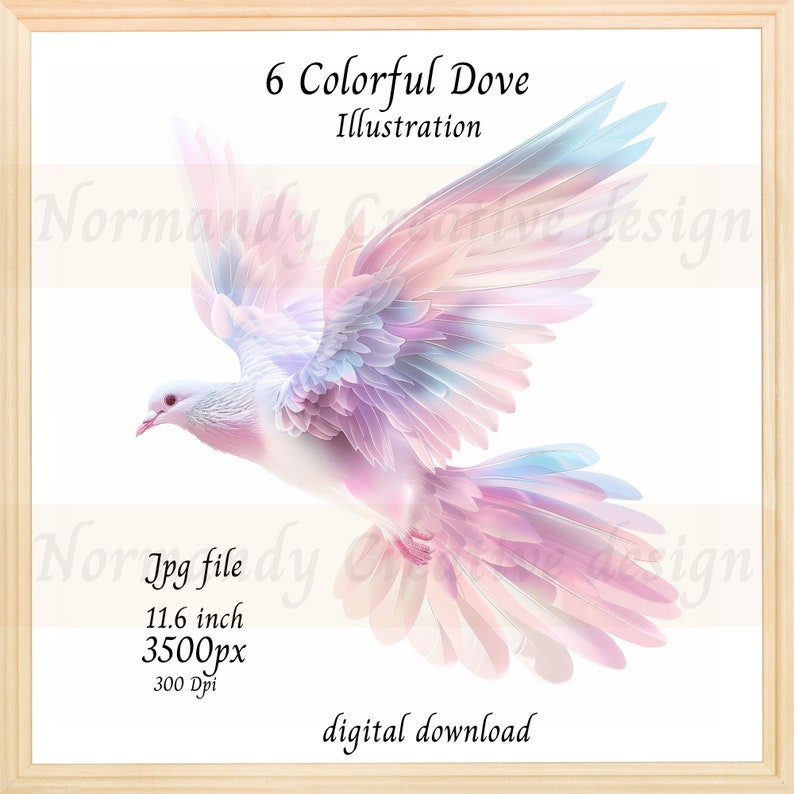 Dove Clipart, 6 Dove Watercolor High Quality Jpgs, Peaceful Bird Art ...