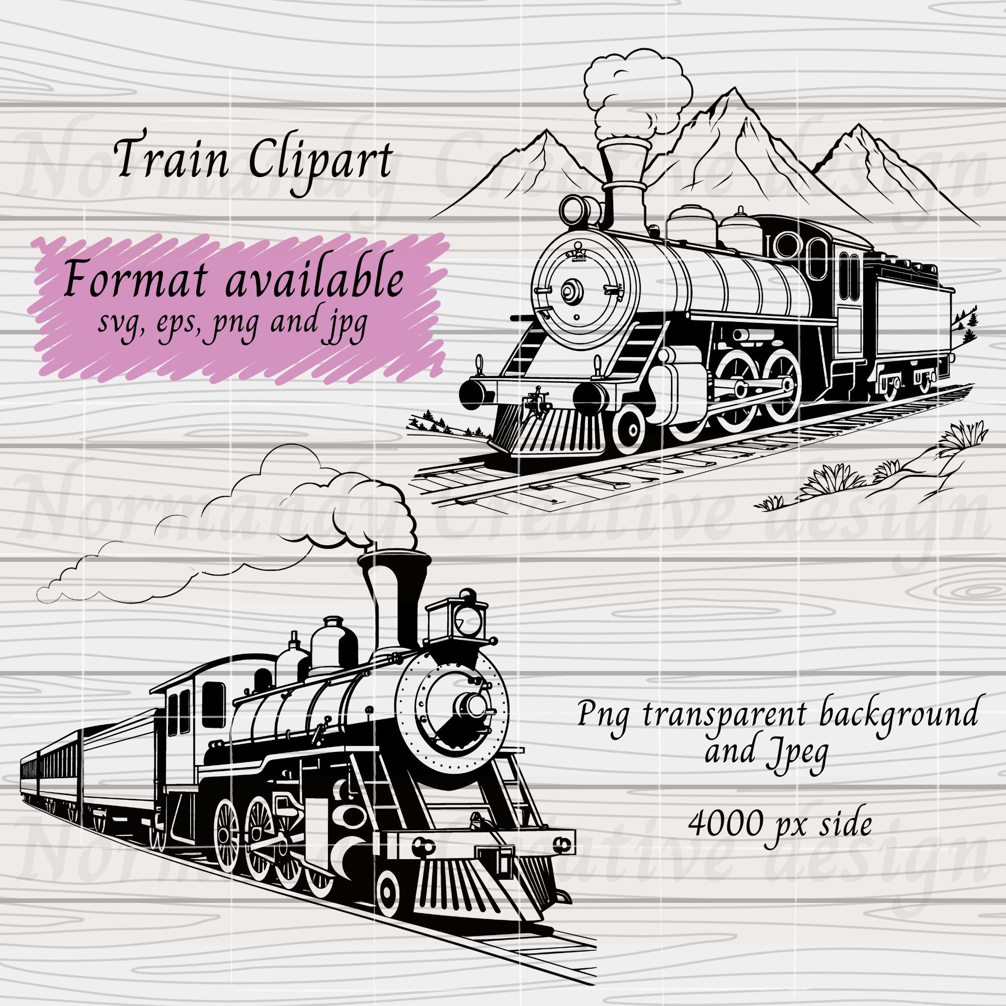 Train SVG, Locomotive Svg, 6 Vintage Train Svg Eps Png and Jpg, Train ...