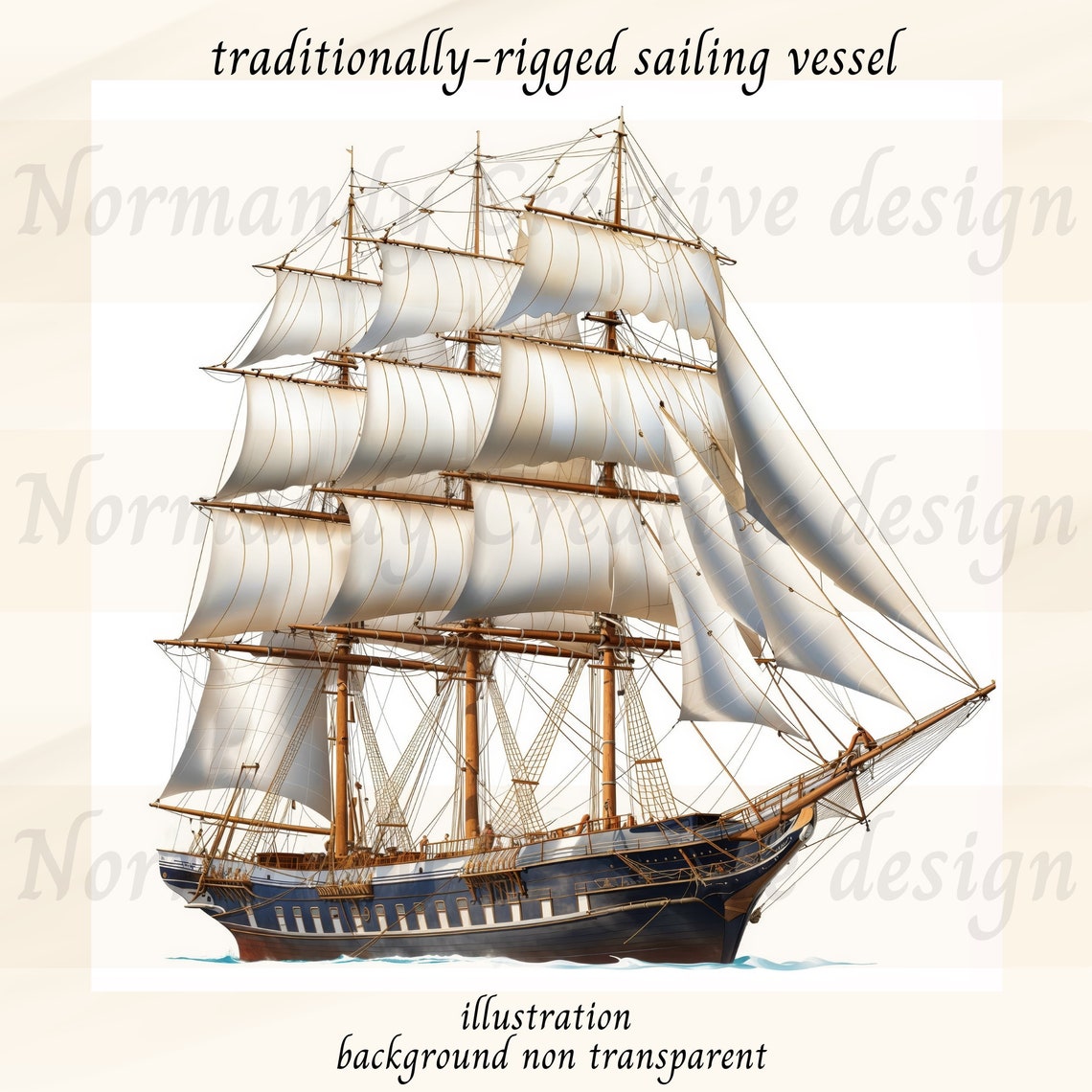 Old Sailing Ship Illustration, 5 High Quality Jpgs, Traditionally ...
