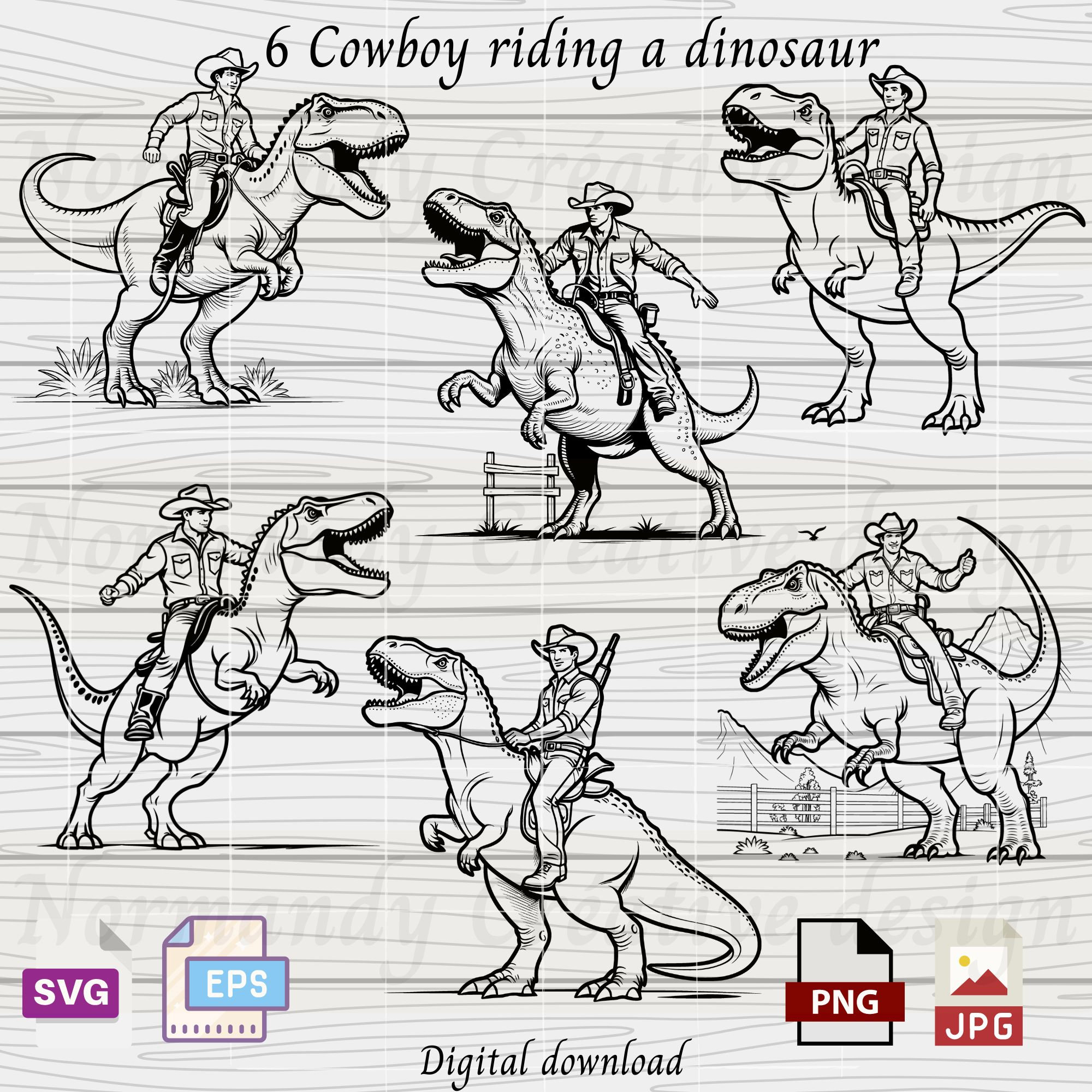 Cowboy Riding Dinosaur Svg, 6 Unique Western Fantasy Svg Eps Png and ...