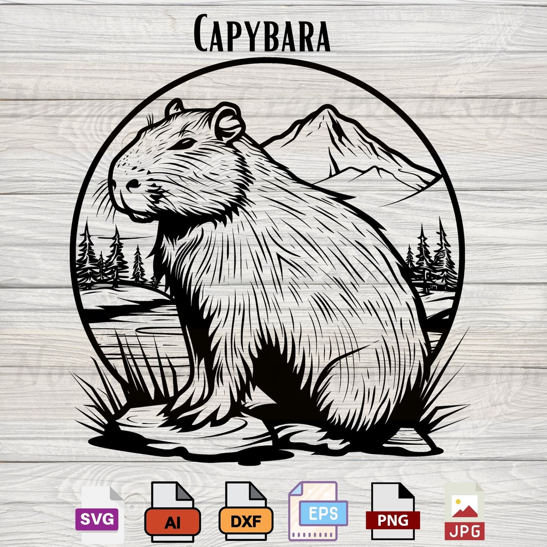 Capybara Svg, Cute Capybara Svg, Dxf, Eps, Ai, Png and Jpg, Capybara ...