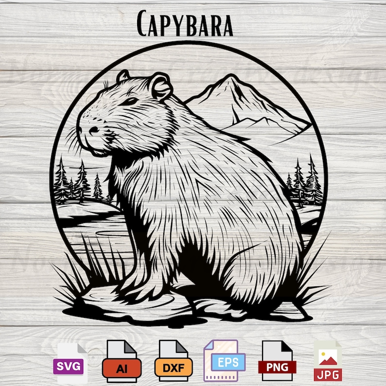 Capybara Svg, Cute Capybara Svg, Dxf, Eps, Ai, Png and Jpg, Capybara ...