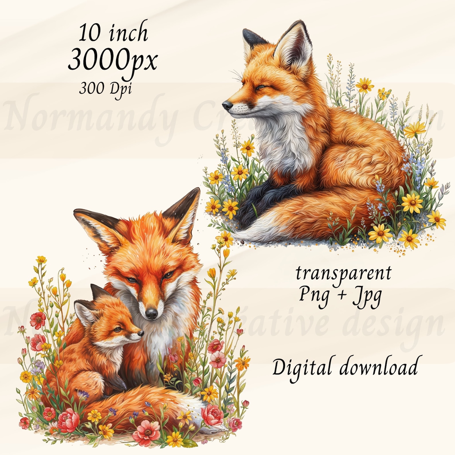 Fox Clipart Set, Cute Woodland Fox PNG and JPG, Woodland Animal, Baby ...