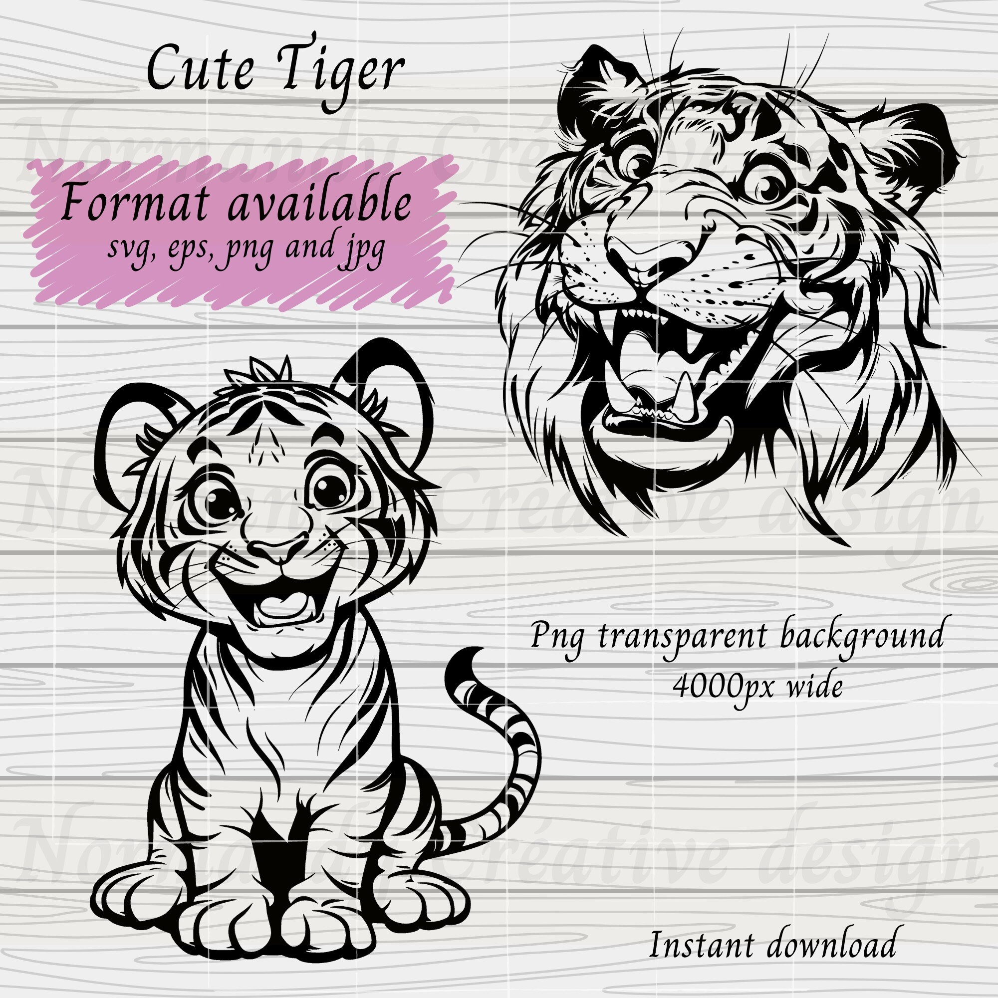 Cute Tiger Svg, 6 Animal Svg Eps Png and Jpg, 6 Tigers Svg, Tiger Cub ...
