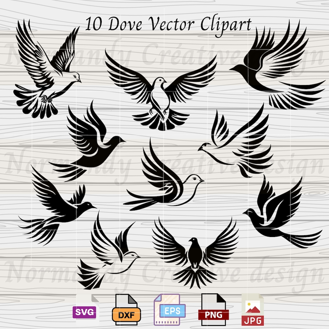 Dove SVG, Flying Dove Silhouette, Dove Image Svg Eps Dxf Png and Jpg ...