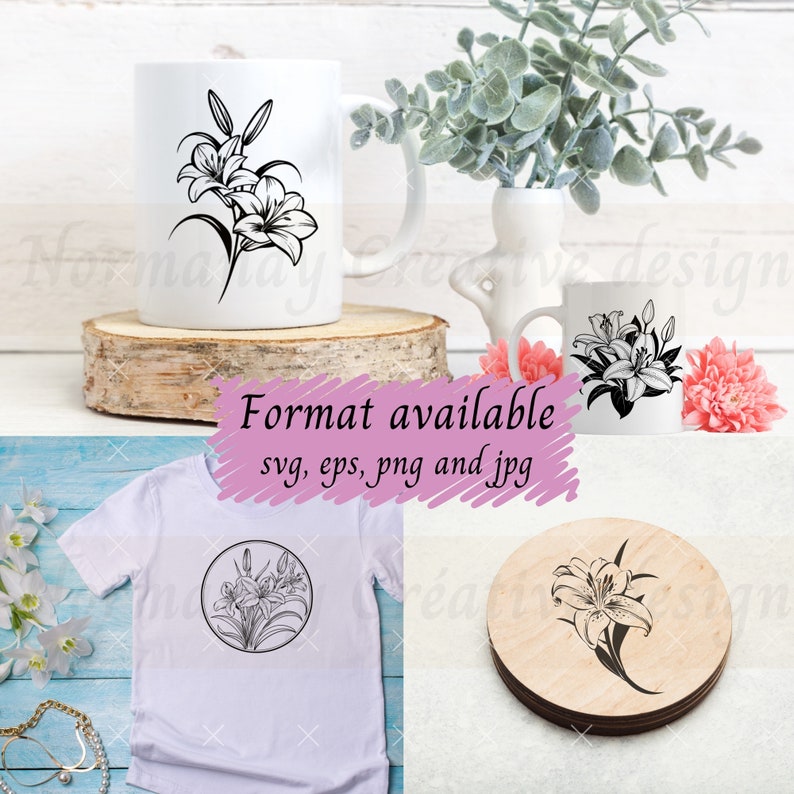 Lily Flowers Svg, Lilies Svg, Flower Bouquet Svg Eps Png and Jpg ...