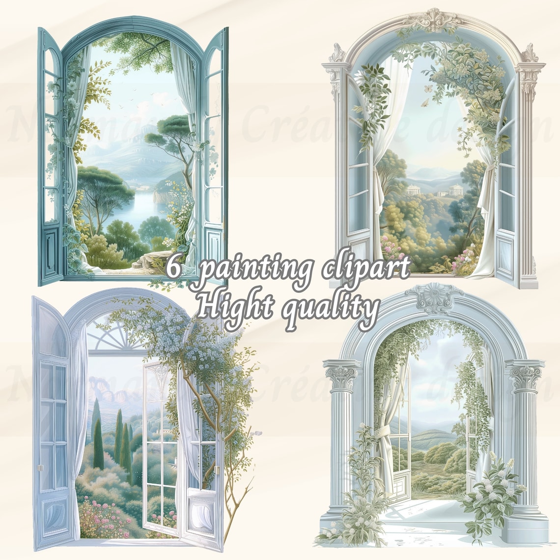 Windows and Doors Painting Clipart PNG and JPG, Fantasy Clipart, Window ...