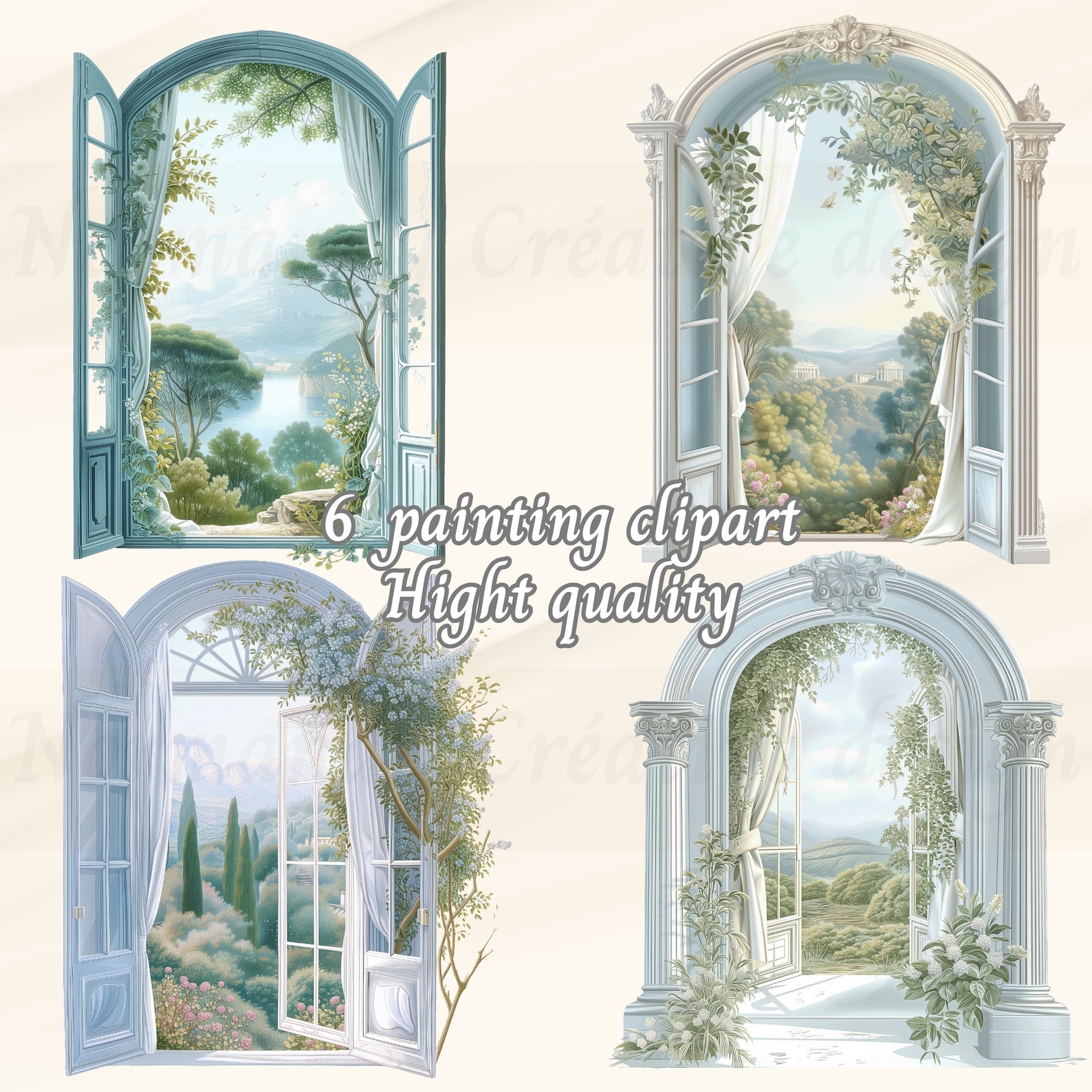 Windows and Doors Painting Clipart PNG and JPG, Fantasy Clipart, Window ...