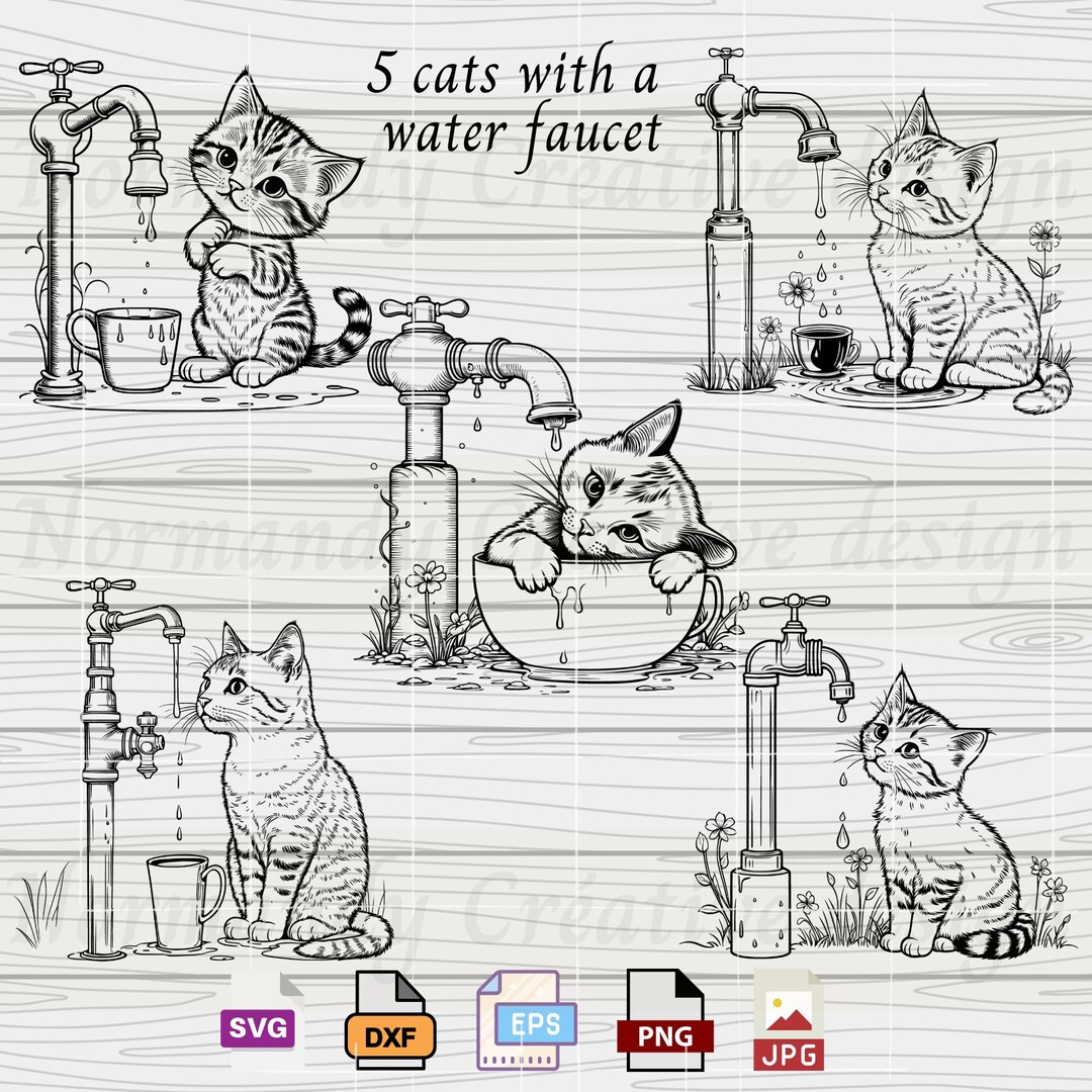 Cat SVG, 5 Cat SVG for Cricut, Kitten Vector Svg Eps Dxf and Png Jpeg ...