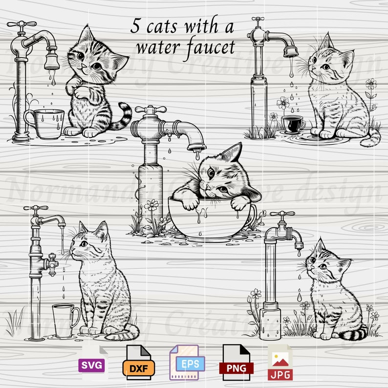 Cat SVG, 5 Cat SVG for Cricut, Kitten Vector Svg Eps Dxf and Png Jpeg ...
