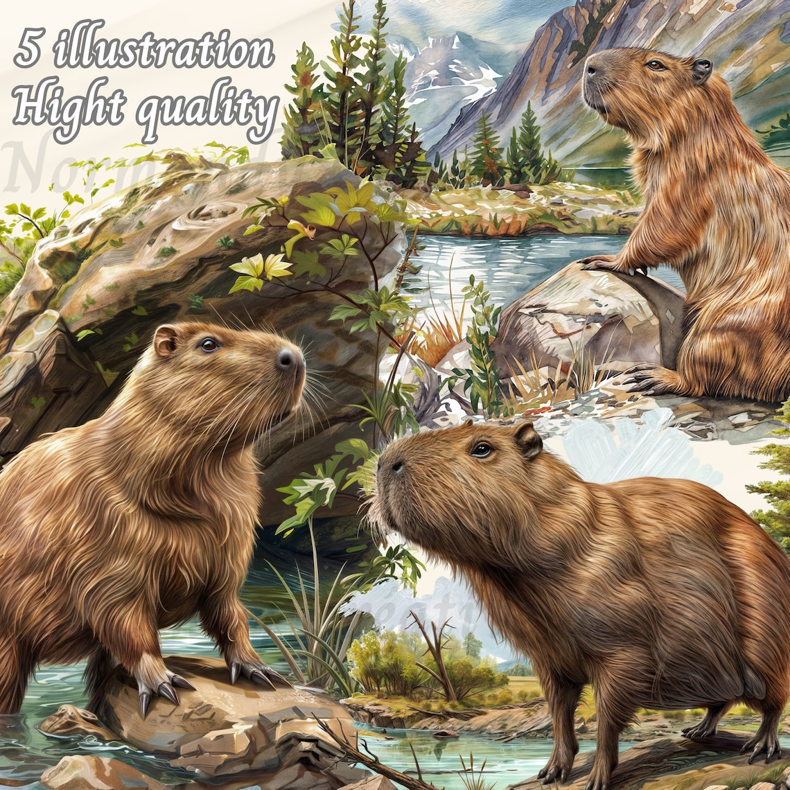 Capybara in Png Format, Capybara Clipart Set, Digital Files for Instant ...
