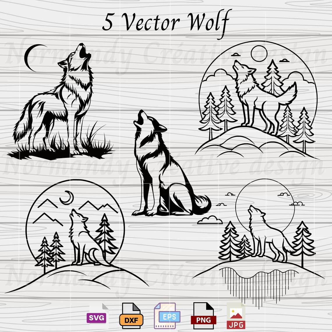 Howling Wolf SVG, Wolf PNG, Wolf SVG Bundle Eps Dxf Png and Jpg, Wolf ...