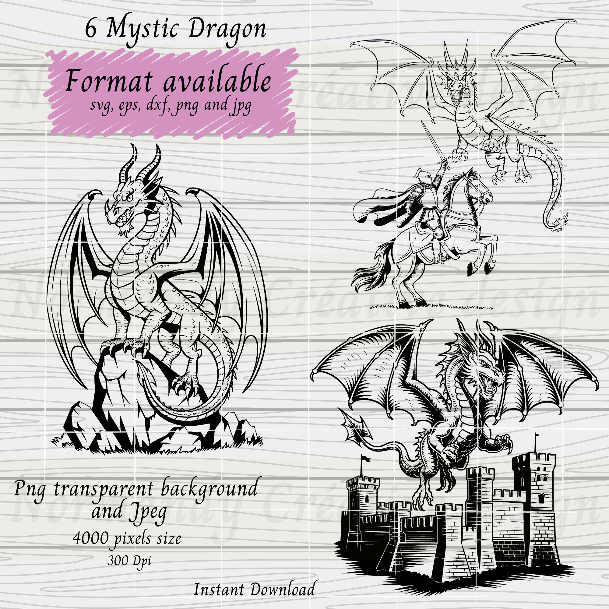 Dragon Svg Bundle, 6 Maleficent Dragon Svg Eps Dxf Png and Jpeg, Dragon ...