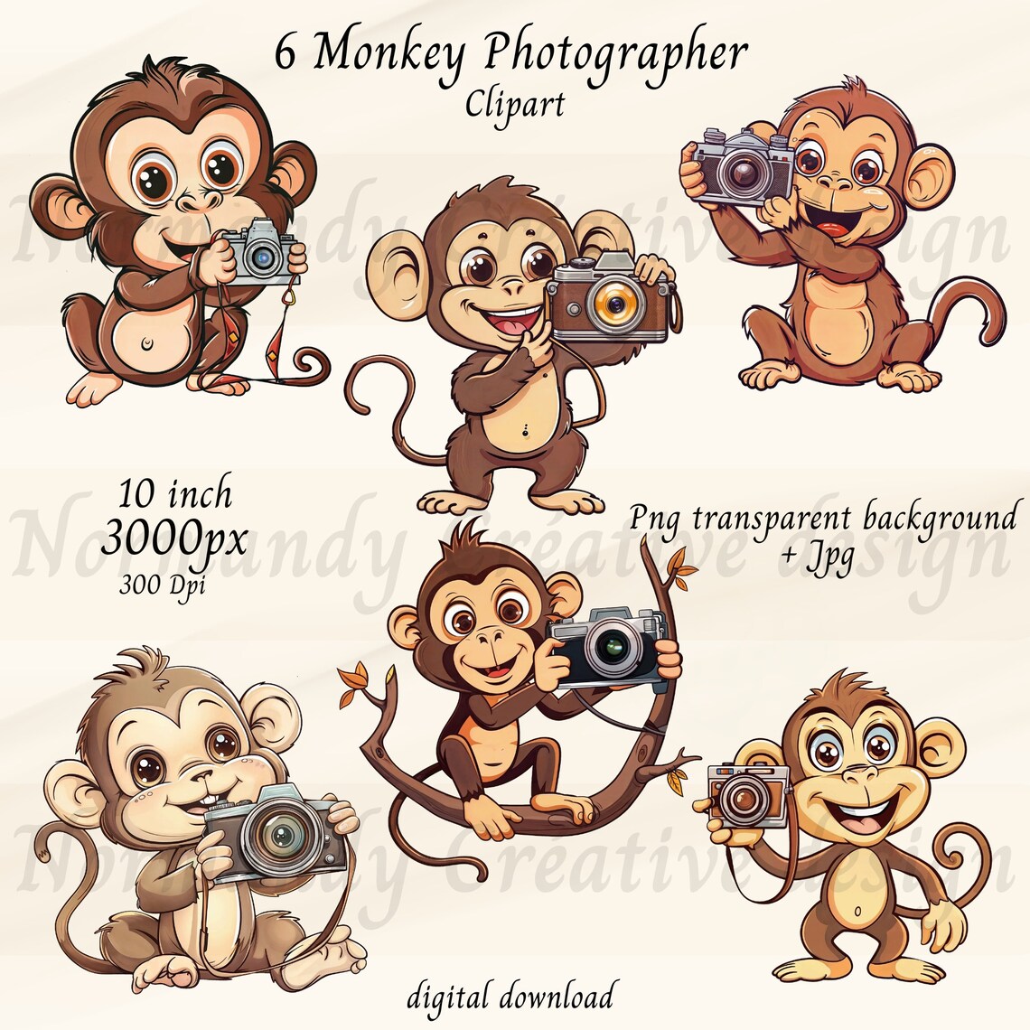 Monkey Clipart, Cute Monkey Png and Jpg, Funny Monkey Clipart, Monkey ...