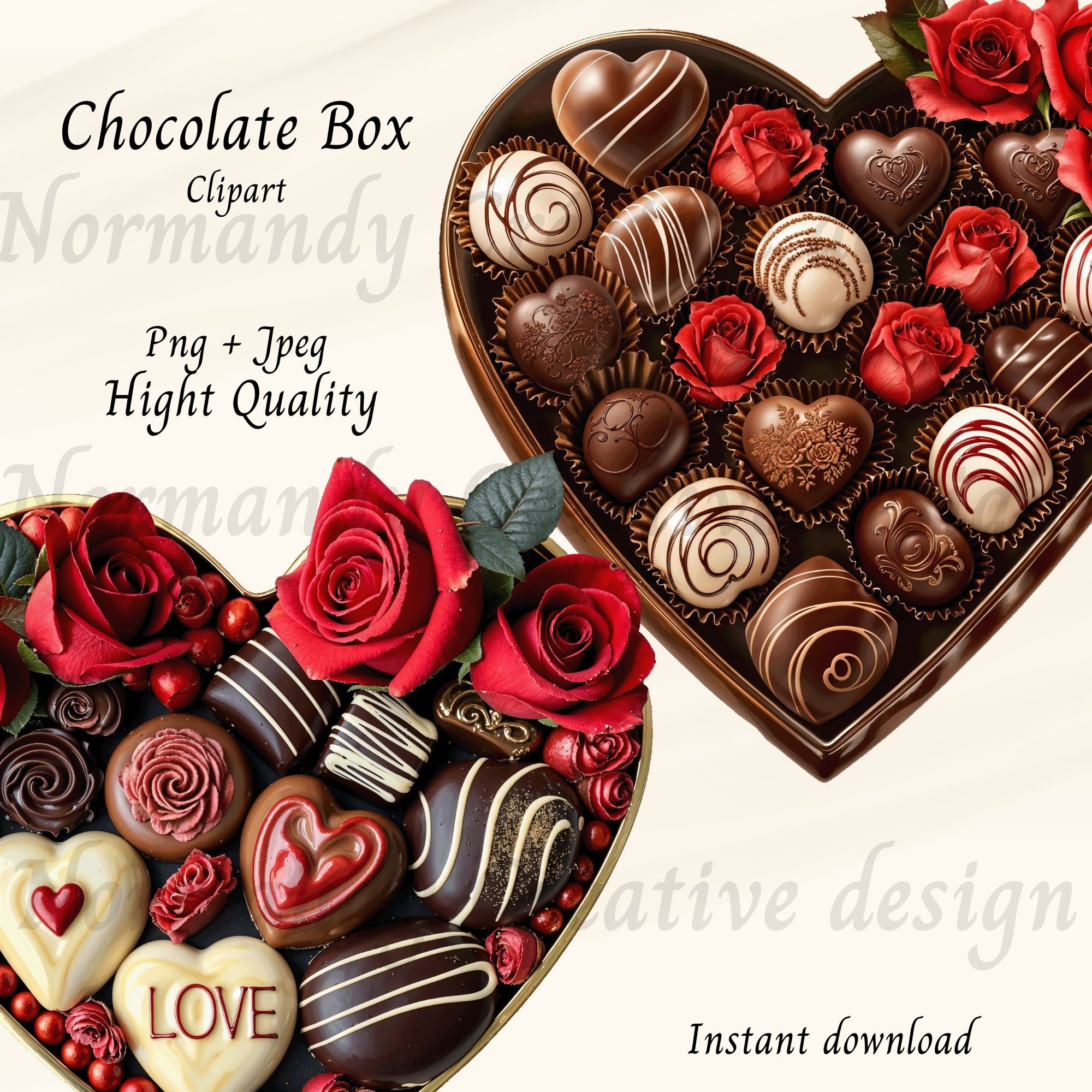 Chocolate Box Clipart, 6 Romantic Chocolate Box Png and Jpg, Chocolates ...