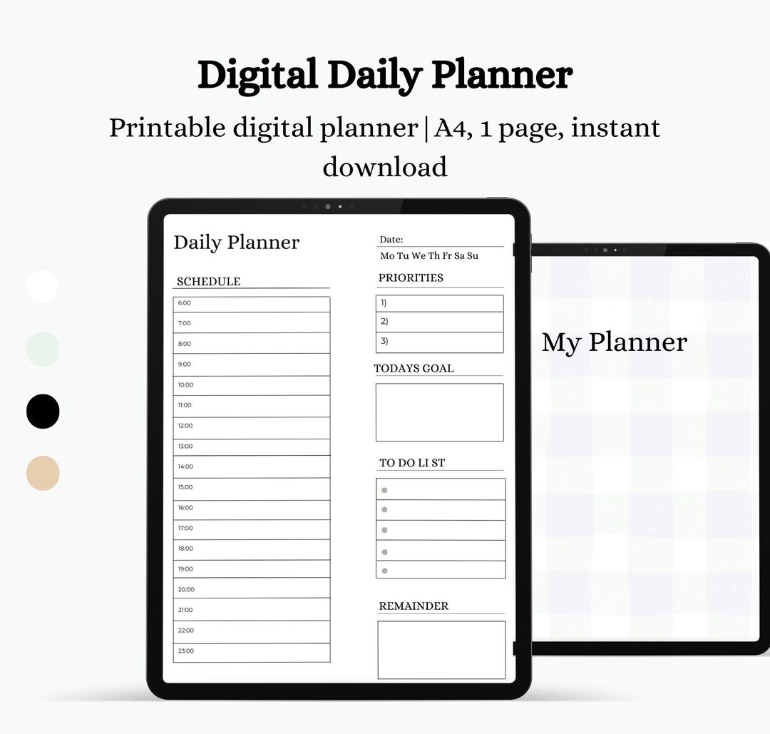Digital Minimalist Daily Planner | Digital Planner, Daily Planner ...