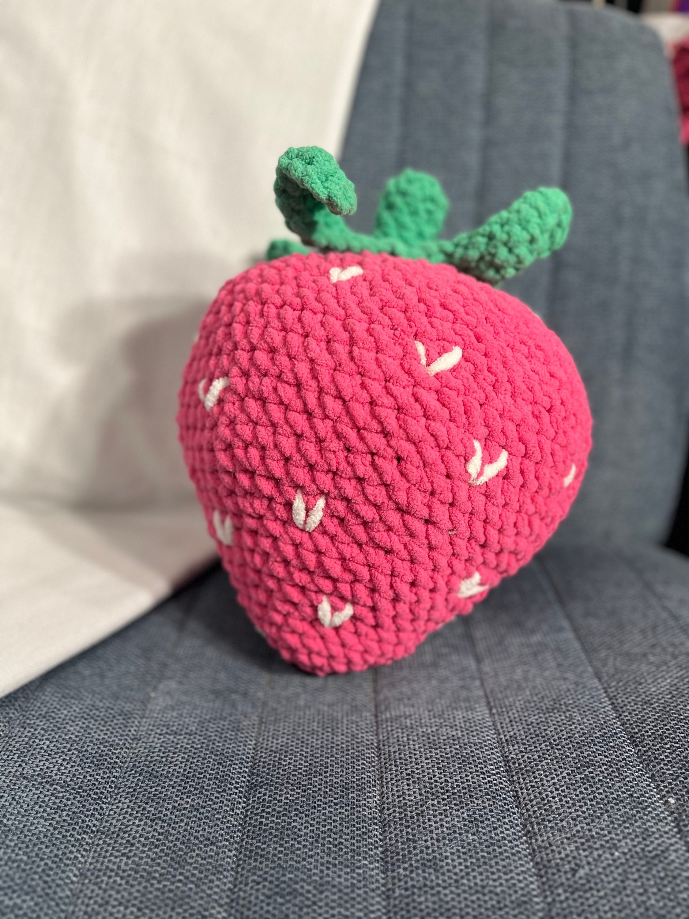 Giant Cute Crochet Strawberry Pillow Handmade Amigurumi Plush MADE TO ...