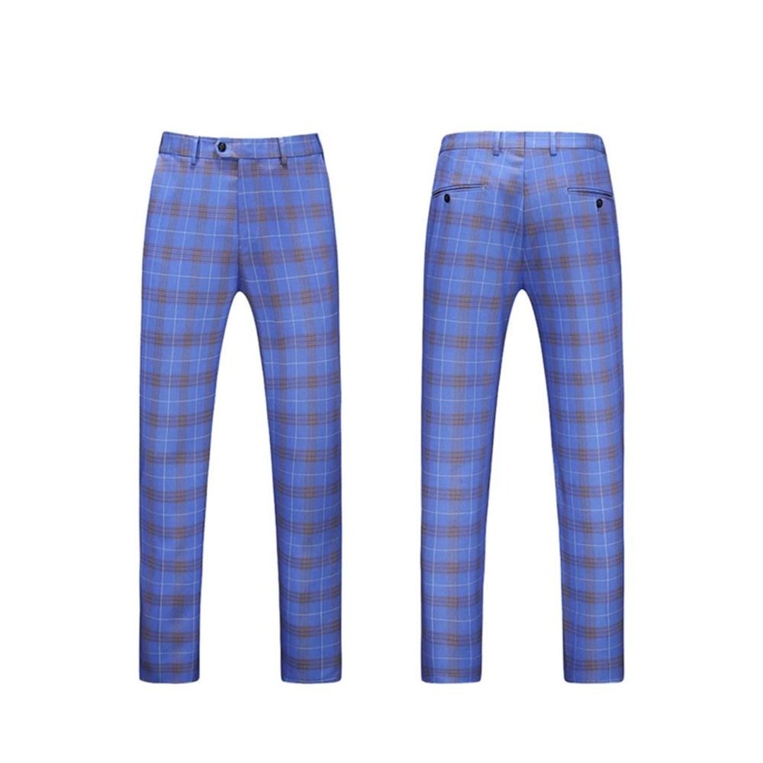 Mens Dress Slacks, Plaid Colored Pants for Formal Events Blue - Etsy