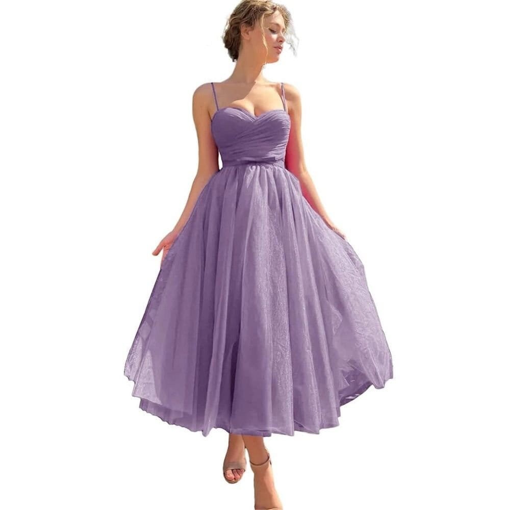 Women's Tulle Spaghetti Strep Tea Length Dress - Etsy
