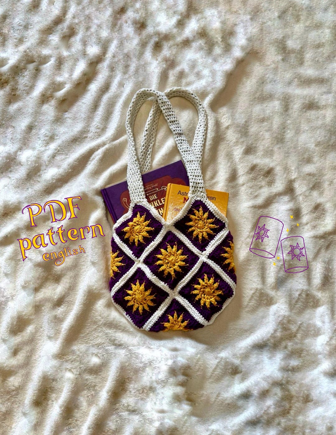 Rapunzel-tangled Sunburst Tote-bag Step by Step Crochet Pattern for a ...