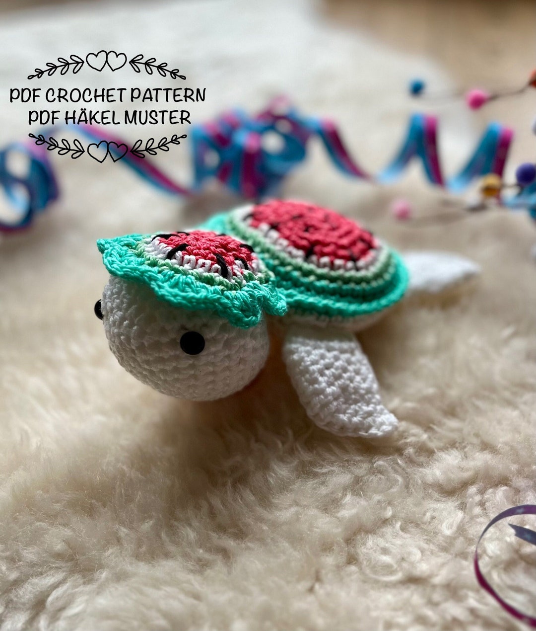 Melon Turtle Crochet Pattern (english&german) - Etsy