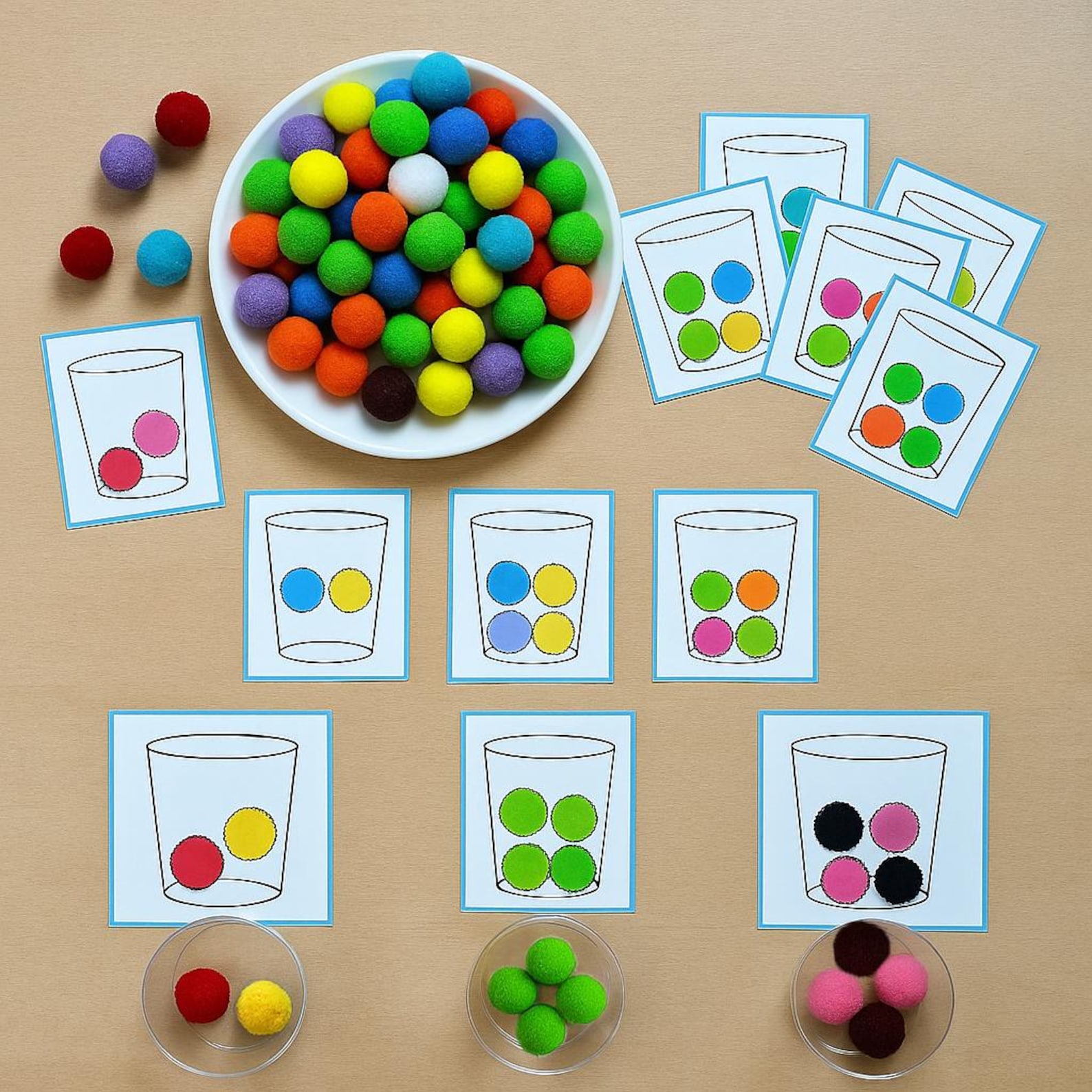 Pom-pom Color Matching Game: Fine Motor Skills Activity (PDF Download ...