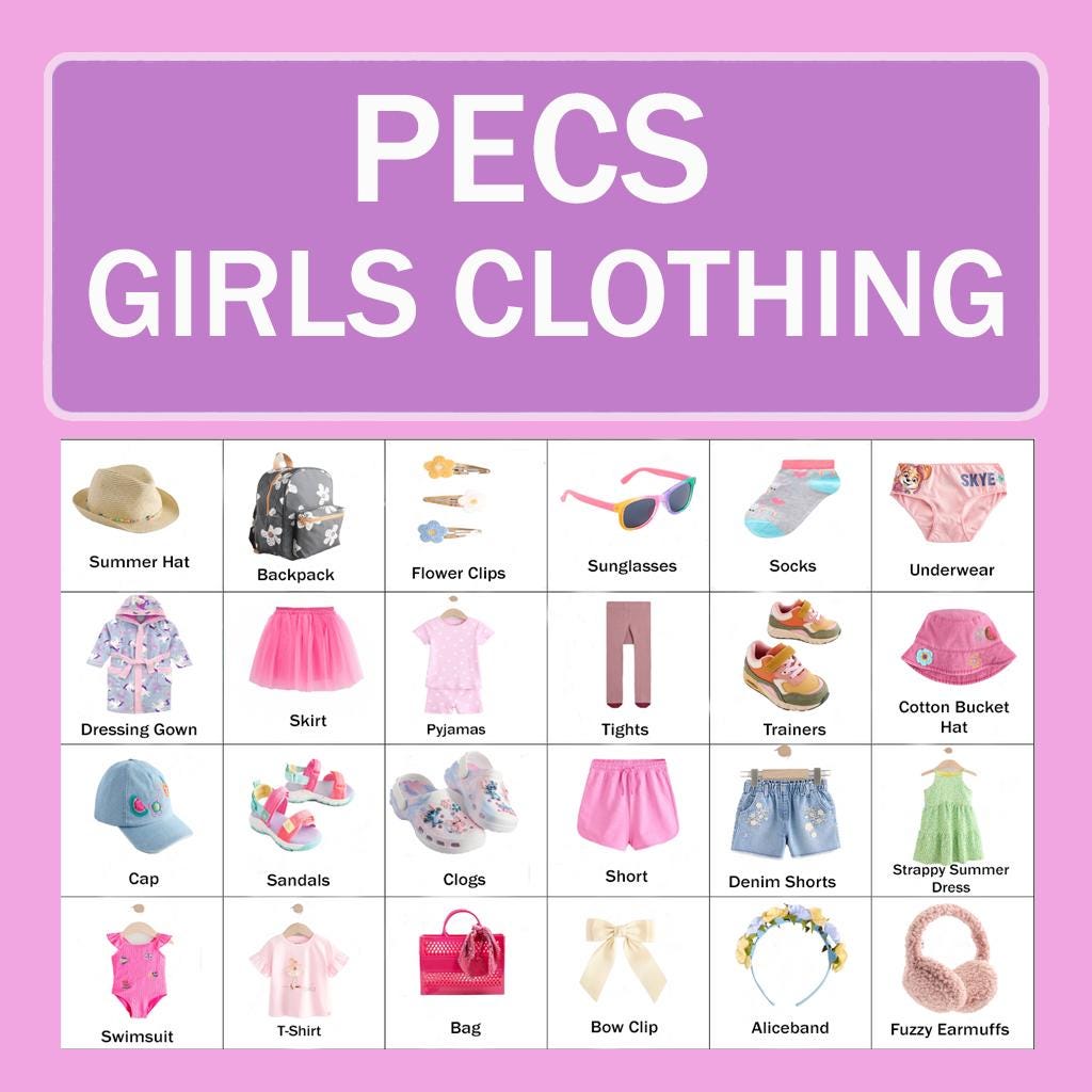 PECS Clothing Cards for Girls | Printable Visual Schedule for Kids ...