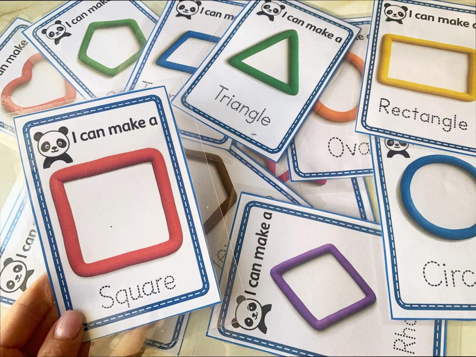 Shapes Play Dough Mats Visual Cards Montessori Toddler Activities ...