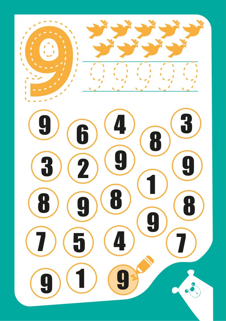 Numbers 1-9 Printable | Preschool Number Tracing & Counting | Digital ...