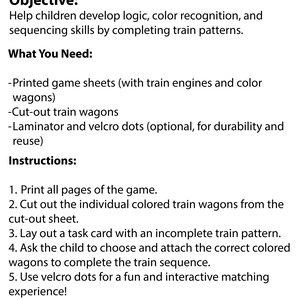 Printable Train Color Matching Game: Preschool Toddler Activity ...