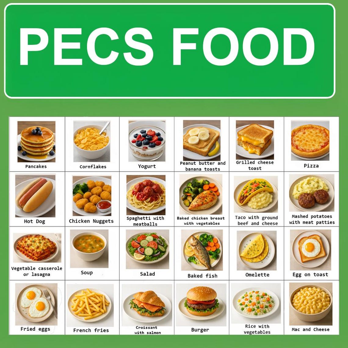 PECS Food Cards | Printable Food Flashcards | Kids Meal Visual Schedule ...