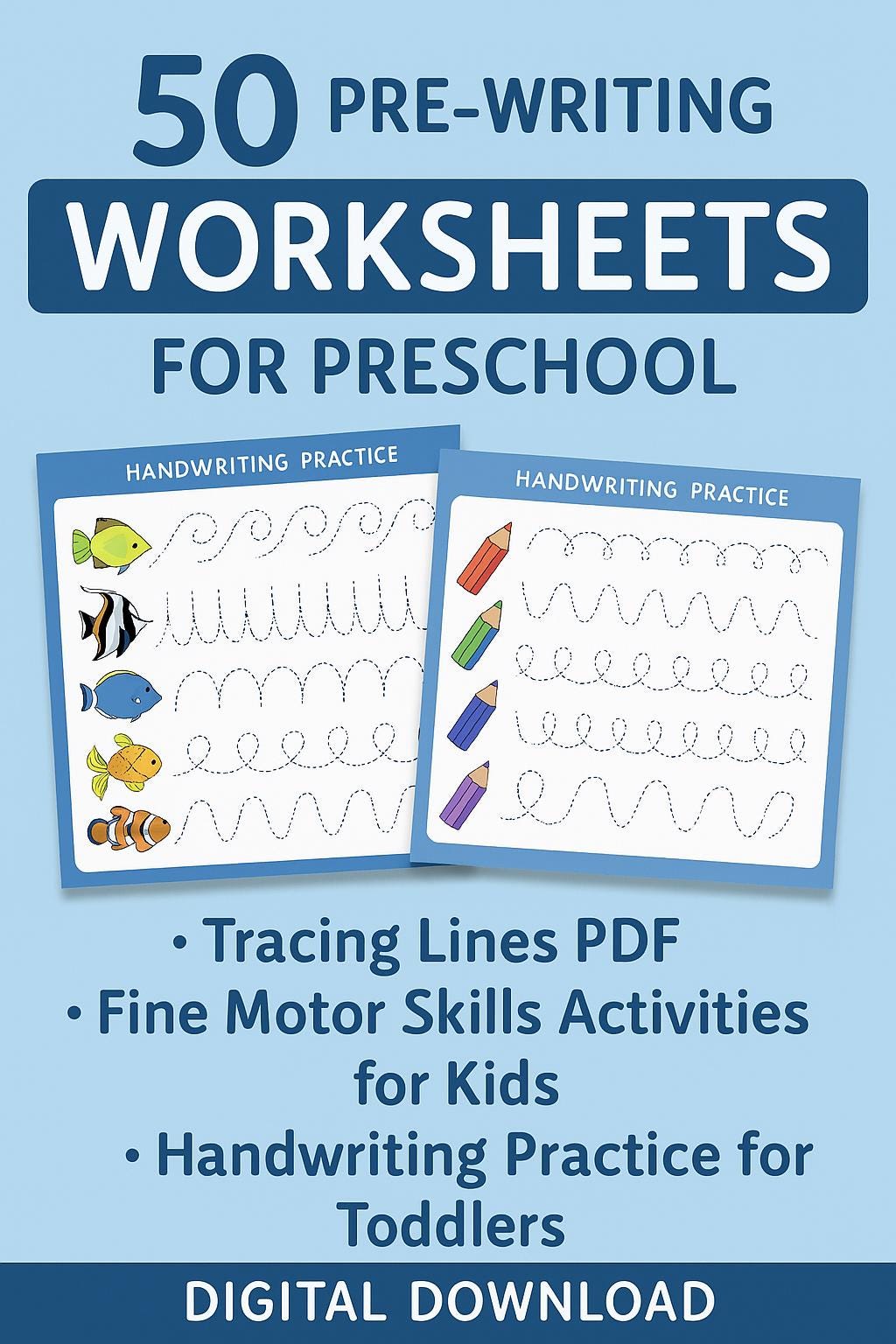 Preschool Tracing Worksheets | Fine Motor Skills (PDF) - Etsy