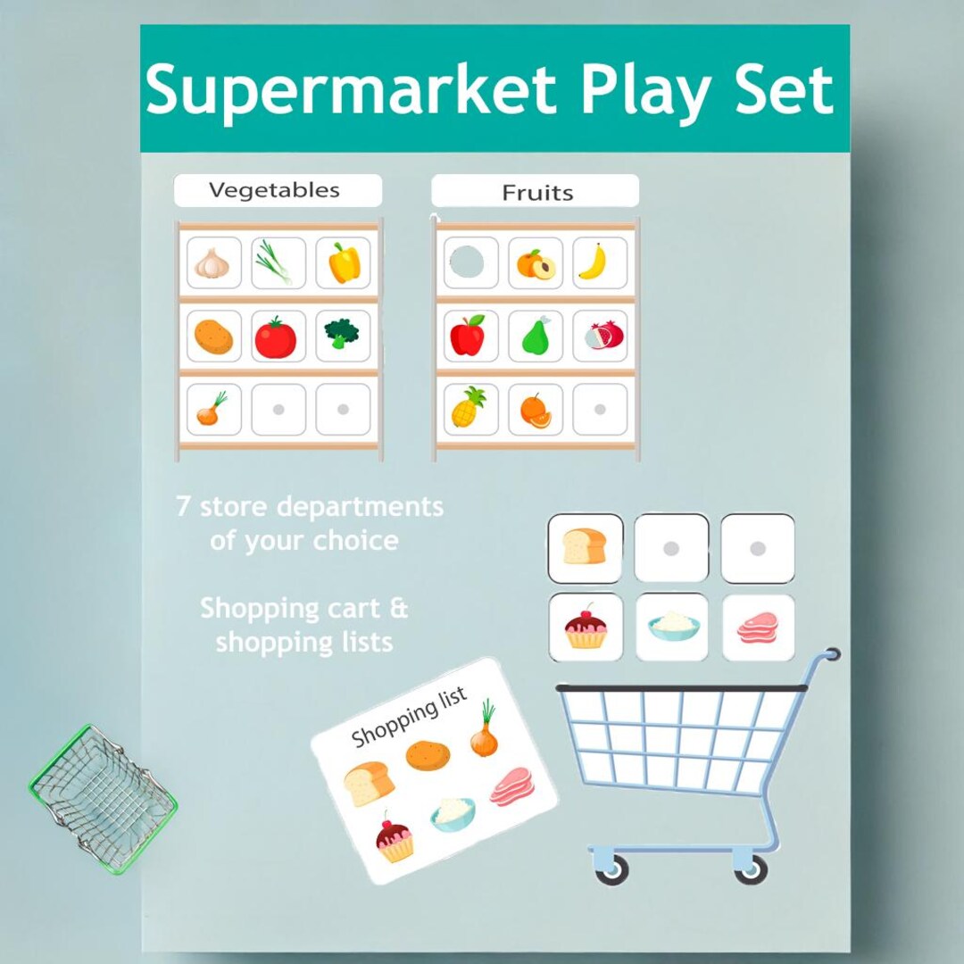 Supermarket Play Set | Printable Grocery Store Game | Velcro Matching ...