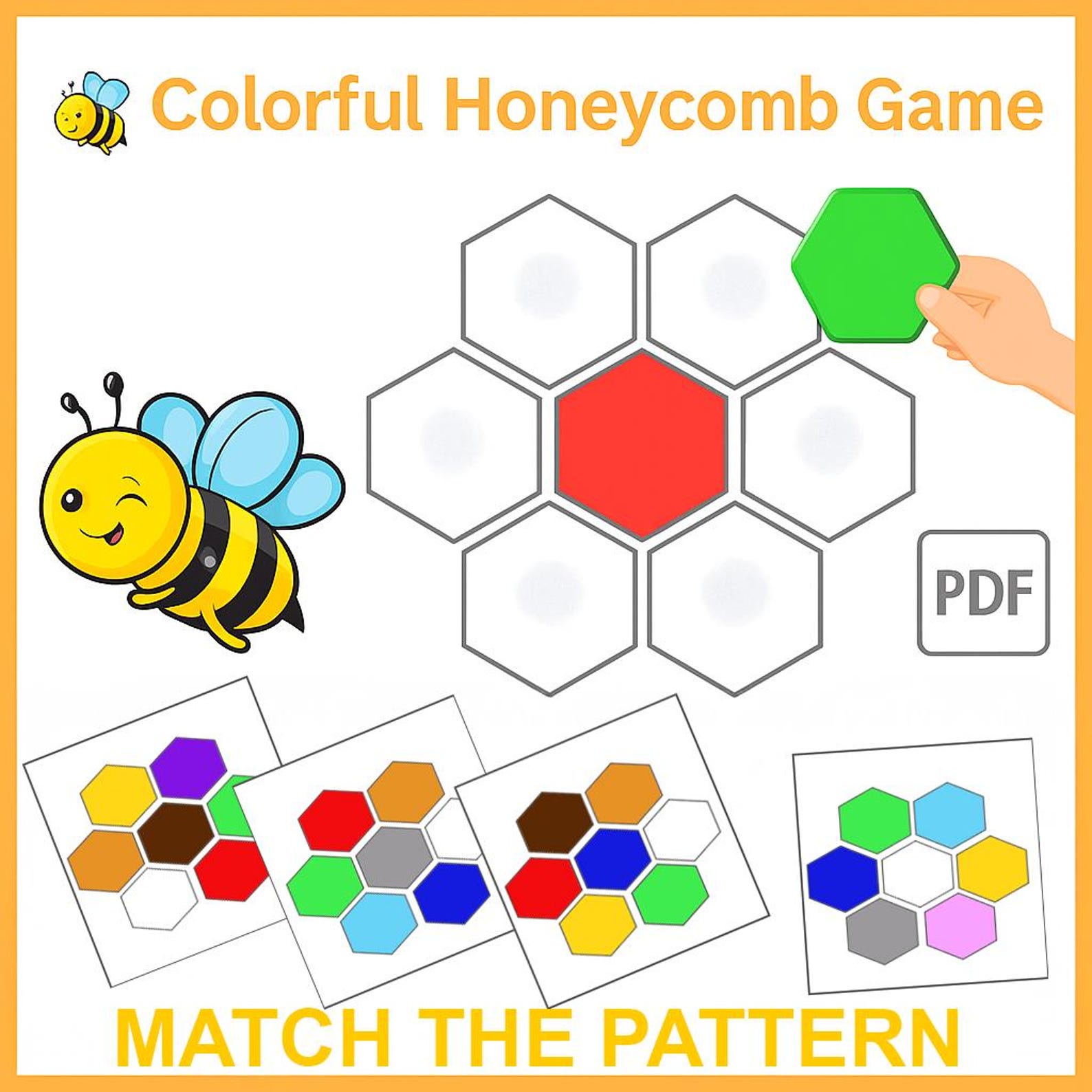 Colorful Honeycomb Game for Kids | Printable Color Matching Activity ...
