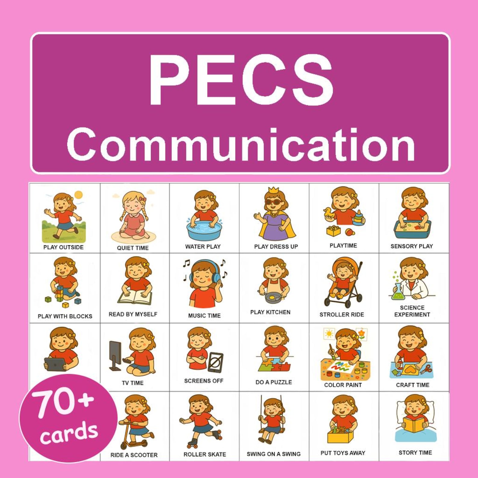 PECS Communication Cards for Girls | Printable Visual Schedule ...