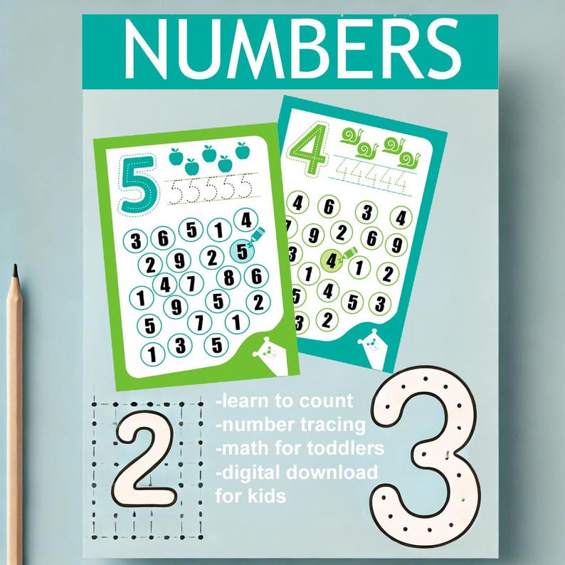 Numbers 1-9 Printable | Preschool Number Tracing & Counting | Digital ...