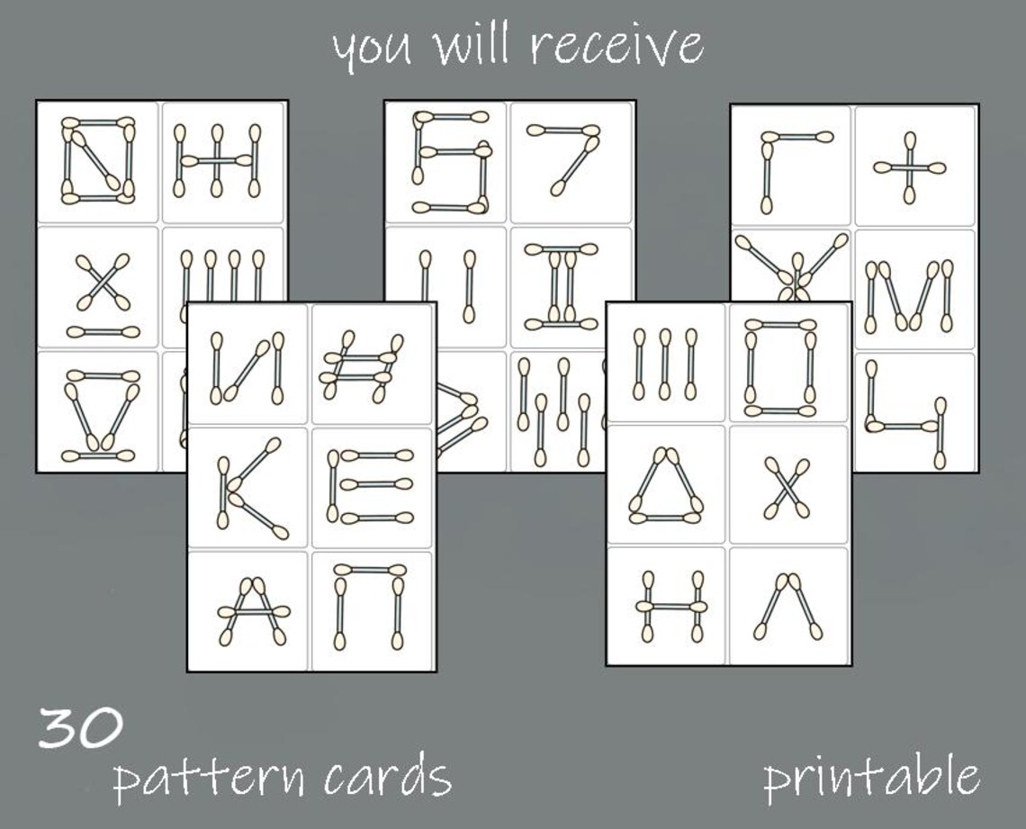 Cotton Swab Pattern Cards: Montessori Fine Motor Skills (printable PDF ...