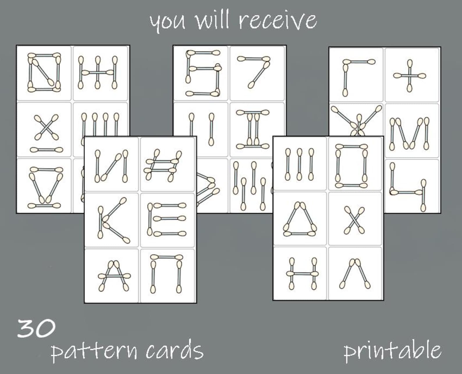 Cotton Swab Pattern Cards: Montessori Fine Motor Skills (printable PDF ...