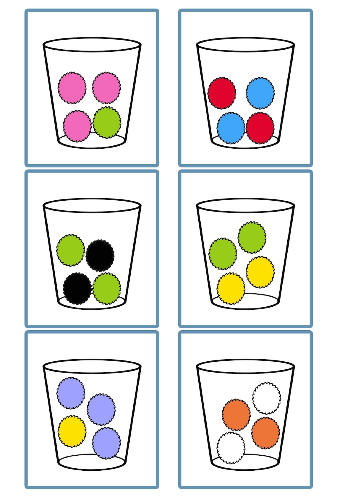Pom-pom Color Matching Game: Fine Motor Skills Activity (PDF Download ...