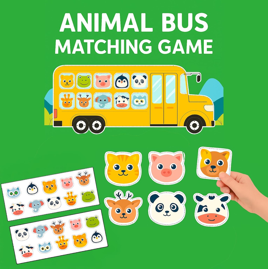 Animal Bus Game | Velcro Game for Kids | Preschool Educational Book for ...